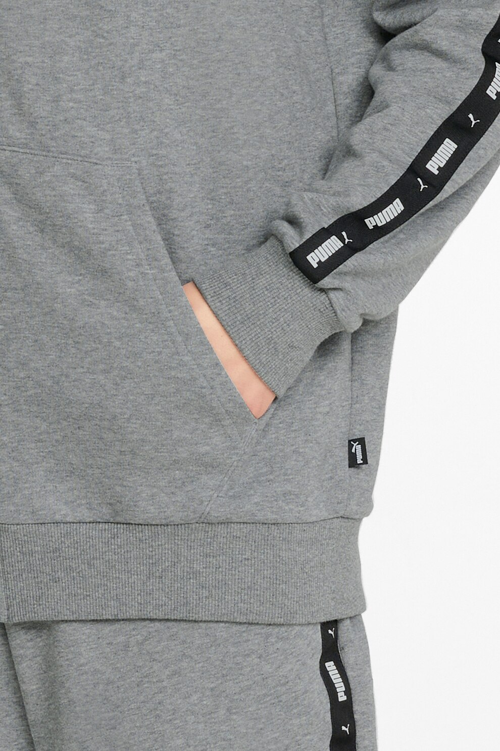 Puma, Hanorac cu fermoar si logo Essential, Gri melange, S - eMAG.ro