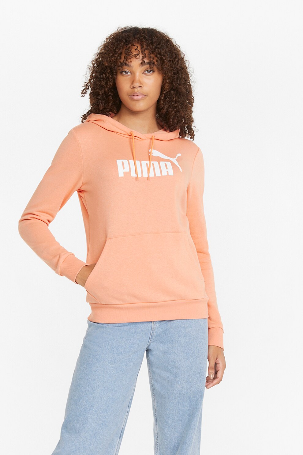 Puma, Hanorac cu buzunar kangaroo ESS, Alb, Roz somon, S - eMAG.ro