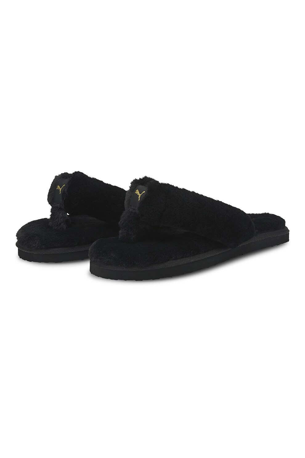Puma, Papuci flip-flop cu aspect pufos, Negru, 5 - eMAG.ro