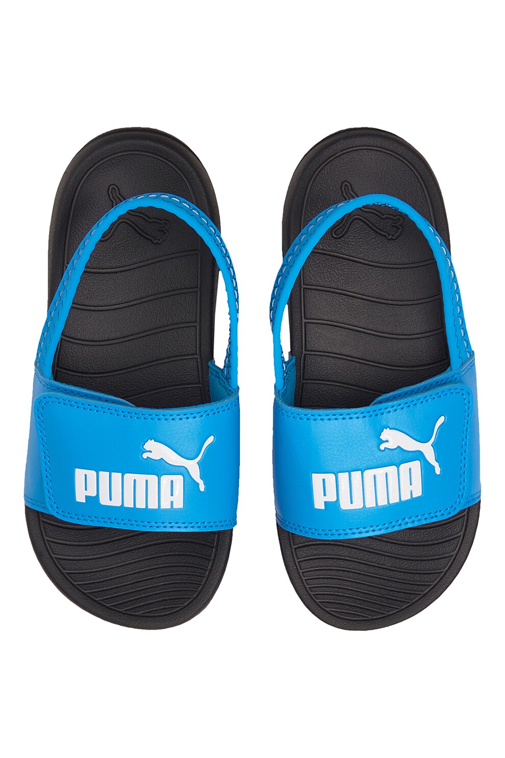 Puma, Sandale slingback cu logo Popcat, Albastru, Negru, 28 EU - eMAG.ro
