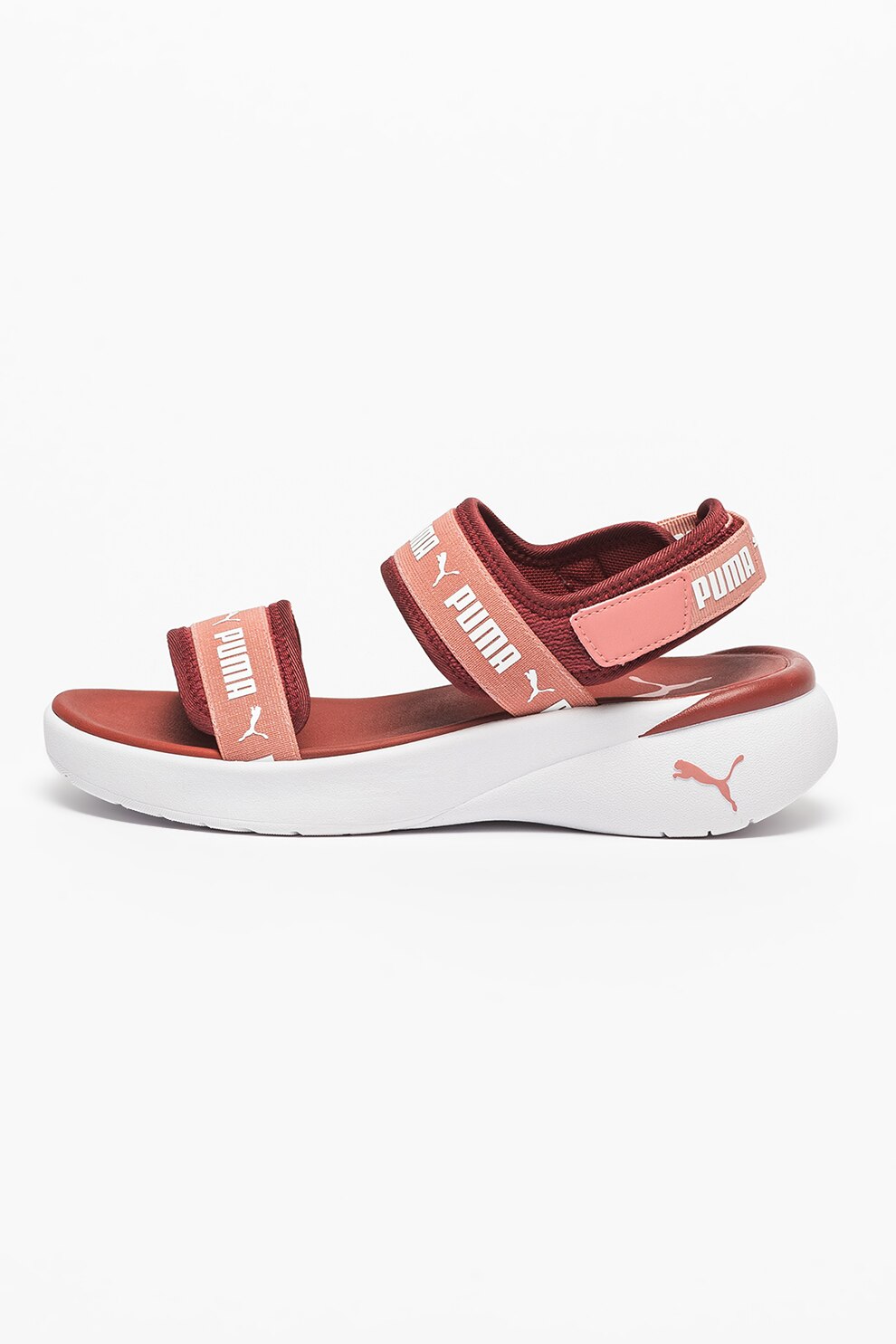 Puma, Sportie sarokpántos tépőzáras szandál, Koptatott piros, 6 - eMAG.hu