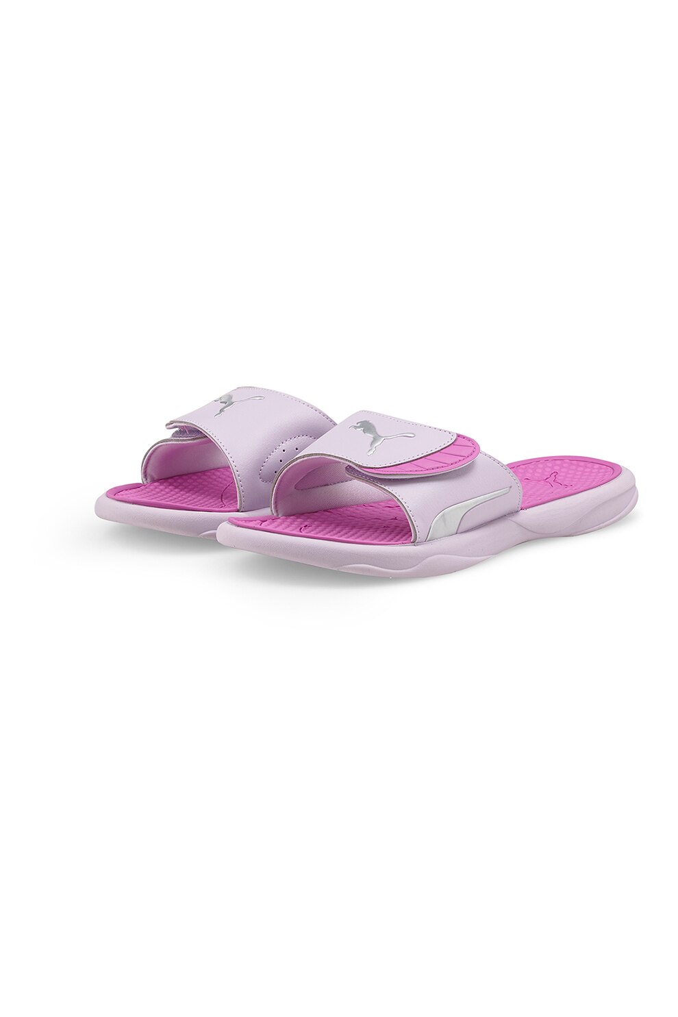 Puma, Papuci de piele ecologica cu velcro Royalcat Comfort, Lila, 3 ...
