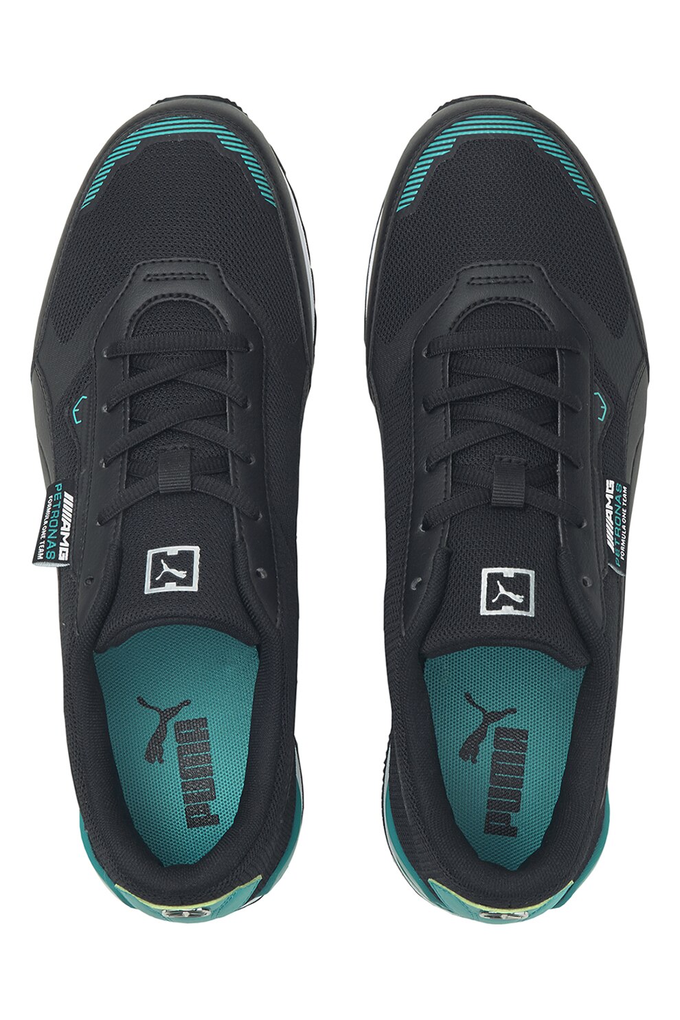 Puma, Спортни обувки Track Racer от еко кожа с мрежа, Черен, 6 - eMAG.bg