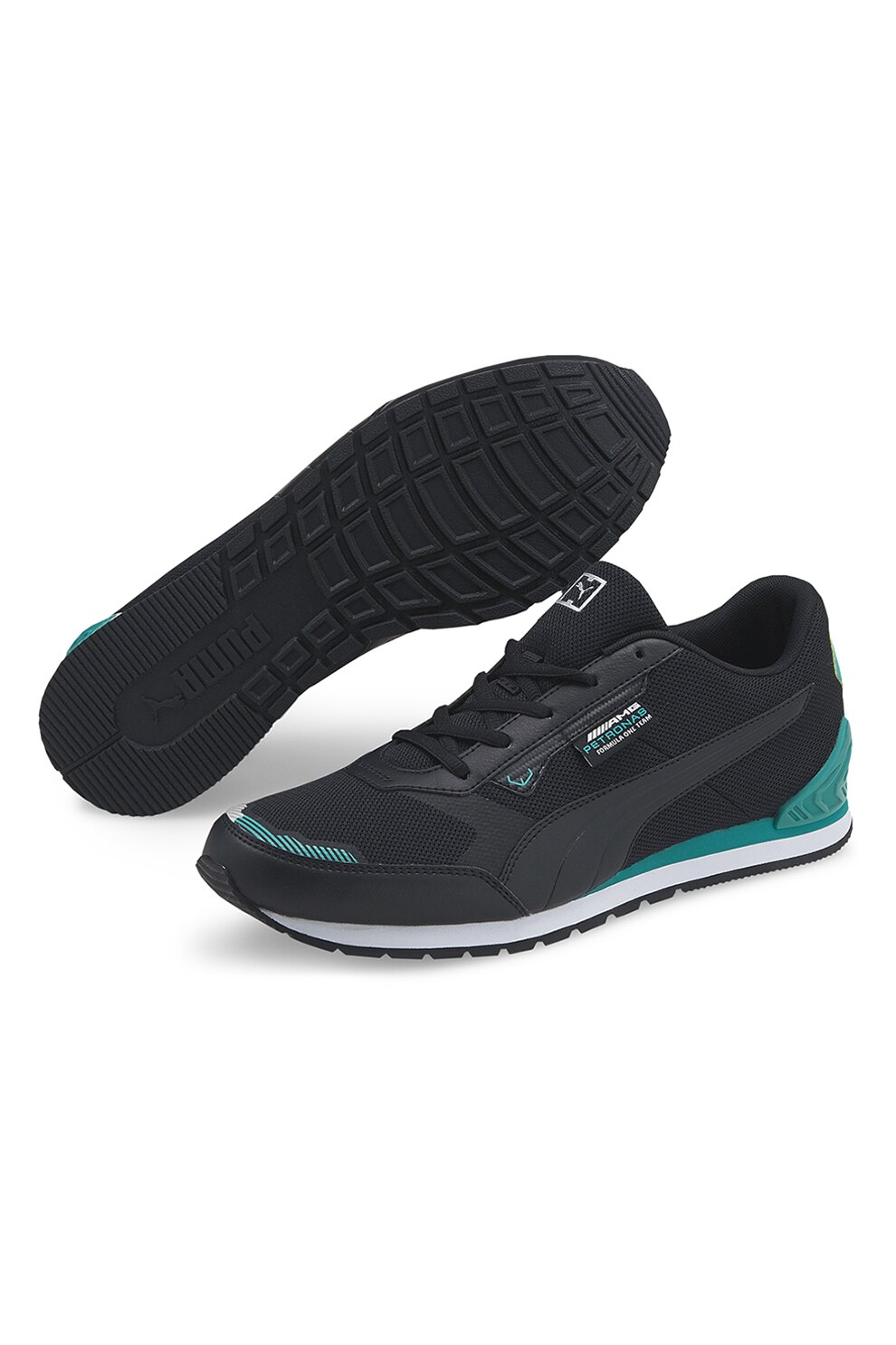 Puma, Спортни обувки Track Racer от еко кожа с мрежа, Черен, 6 - eMAG.bg