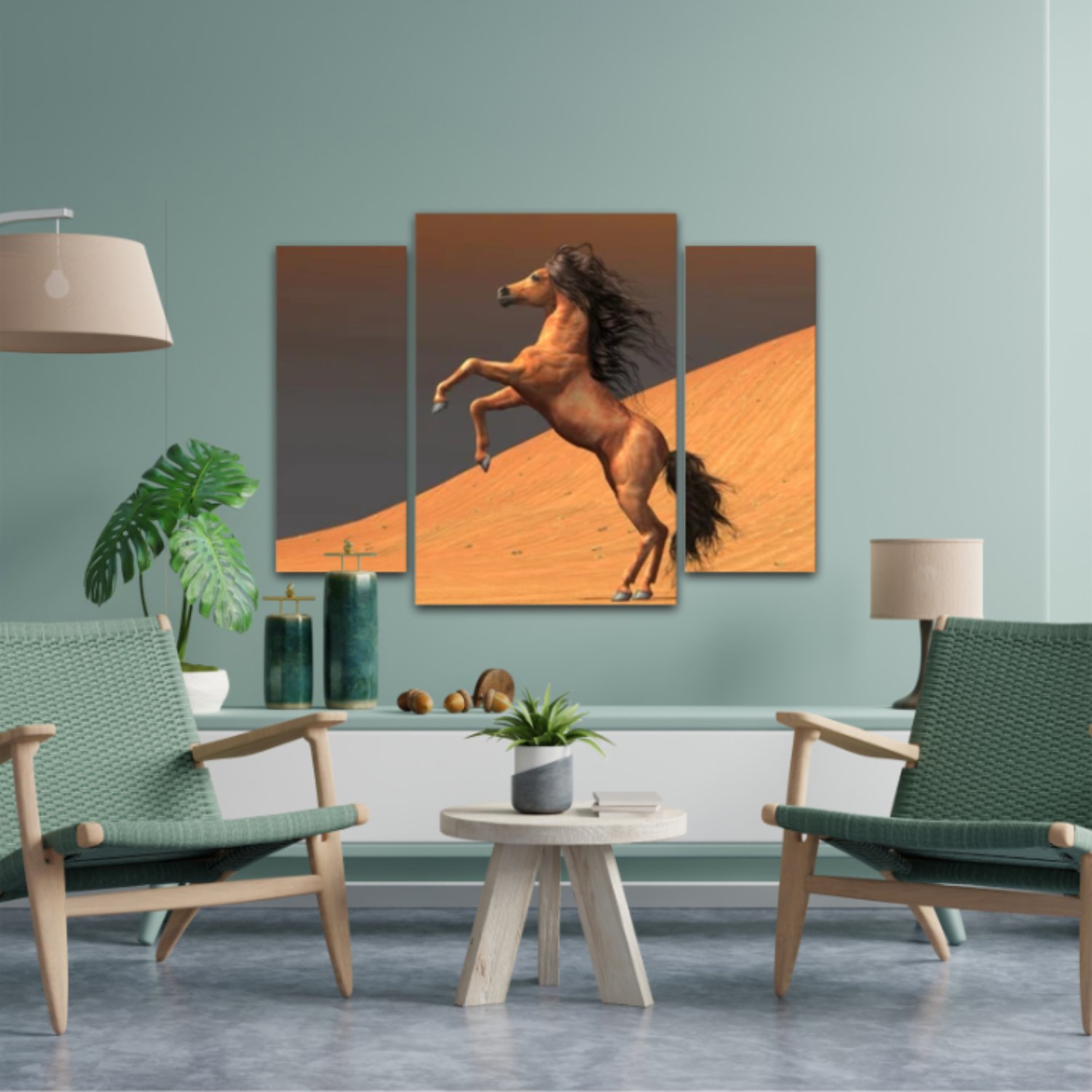 3 db multivászon festmény készlet, A ló és a strand 2 787, közvetlen UV ...