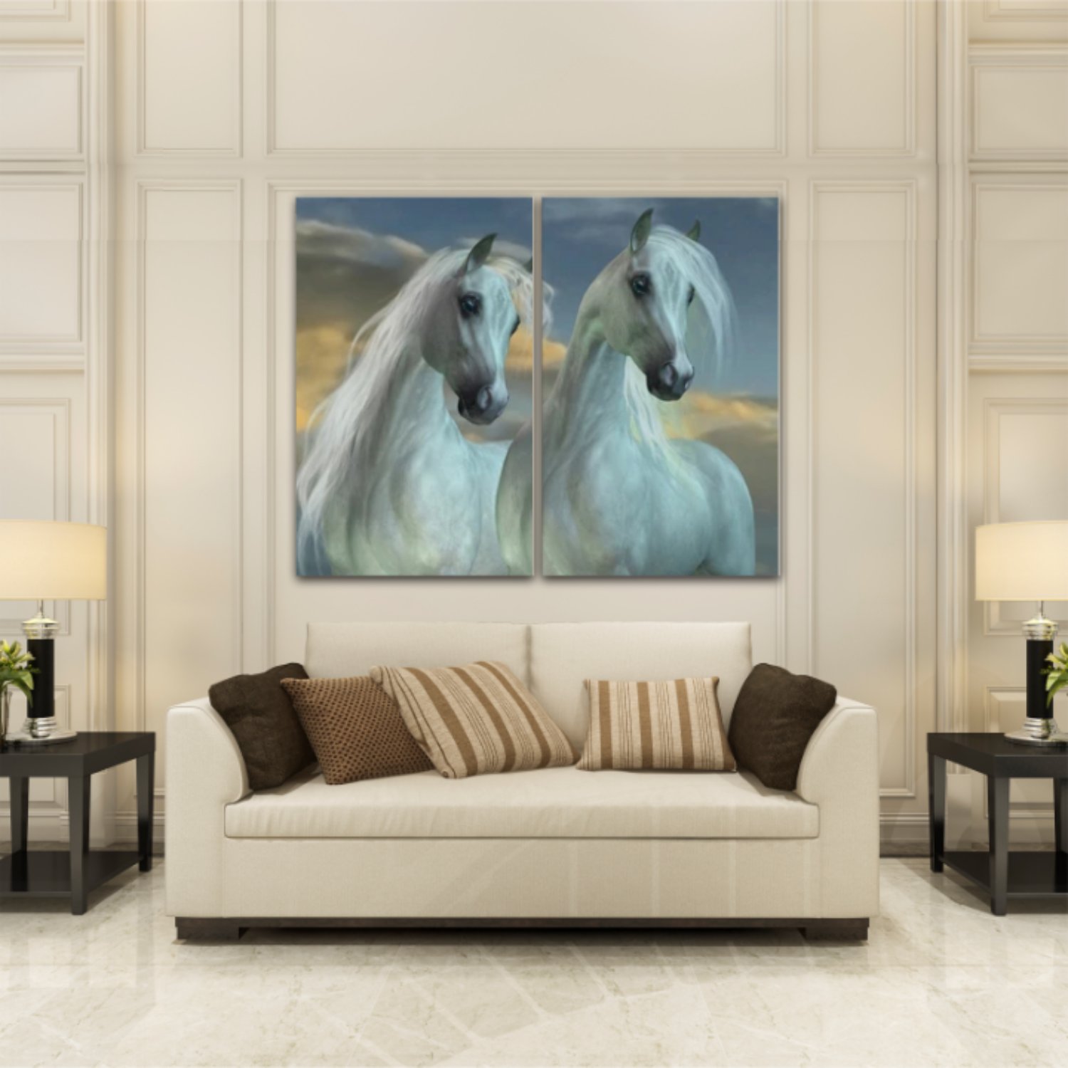 Set 2 Tablouri Multicanvas, Calului si plajei 3 788, Tipar UV direct pe ...