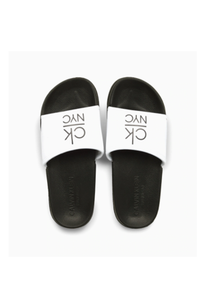 Papuci Calvin Klein, PVC, 43/44, Negru/Alb - eMAG.ro