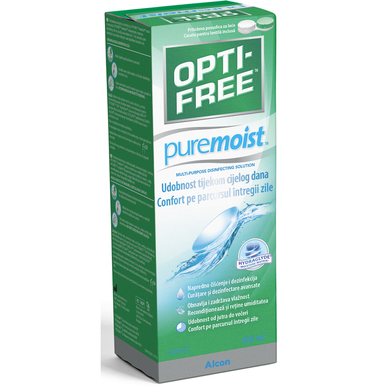 Solutie dezinfectanta multifunctionala Opti-Free Pure Moist Alcon, 300 ...