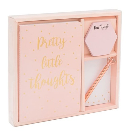 Set de Birou - Agenda tip caiet A5, Pix, Post-it hexagonal si Carnetel ...