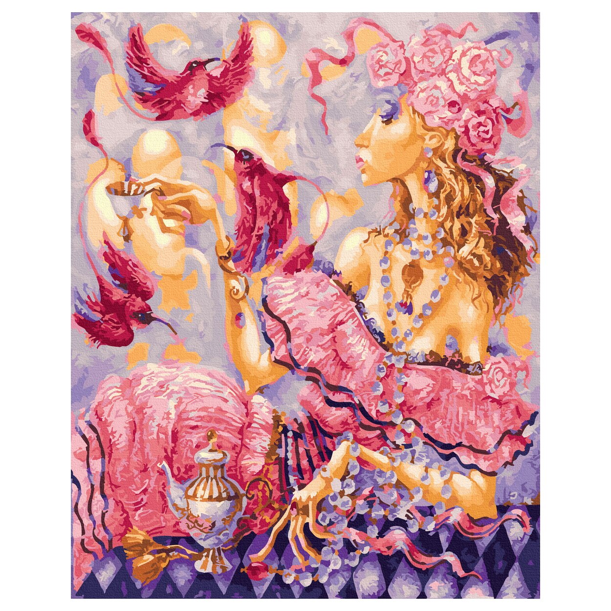 Set pictura pe numere, ColorBox, Bird Lady, 40x50 cm, panza bumbac pe ...