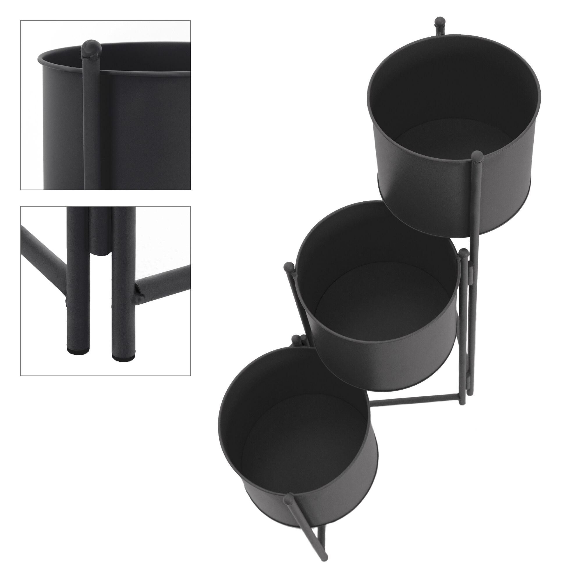 Jardiniera tripla, ECD Germany, 60x64 cm, suport 3 ghivece, metal ...
