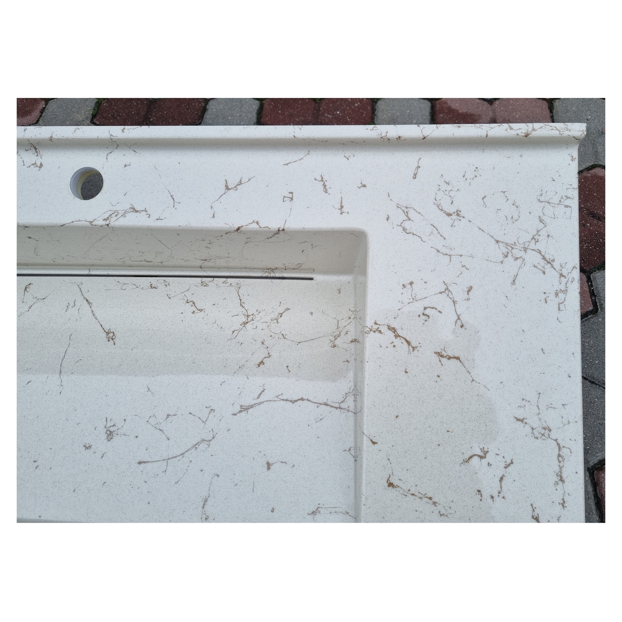 Lavoar din compozit cu sifon ascuns 1 m BEJ cu sclipici fin si insertii ...