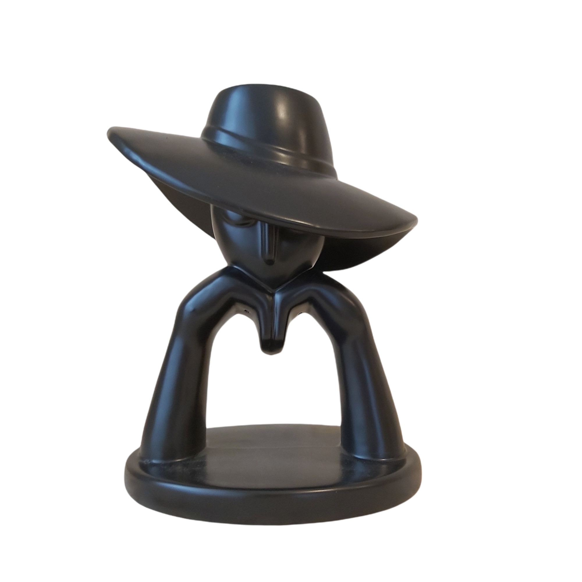 Vaza forma de cap femeie cu palarie, ceramica, negru, 28 x 23 cm - eMAG.ro