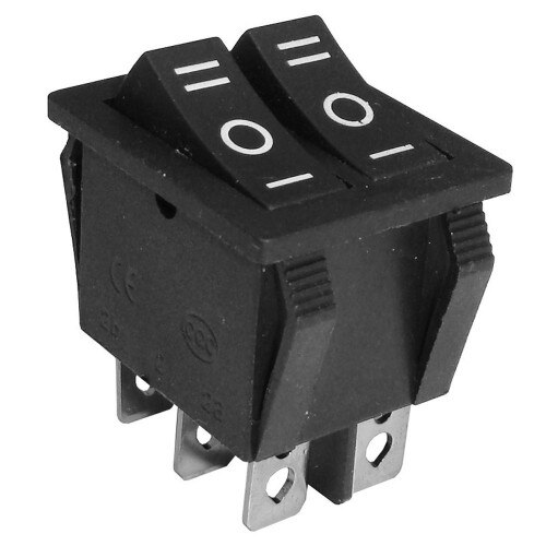 Comutator dublu, ON-OFF-ON, 15A, 250V, 37x31x25mm, negru, 170753 - eMAG.ro