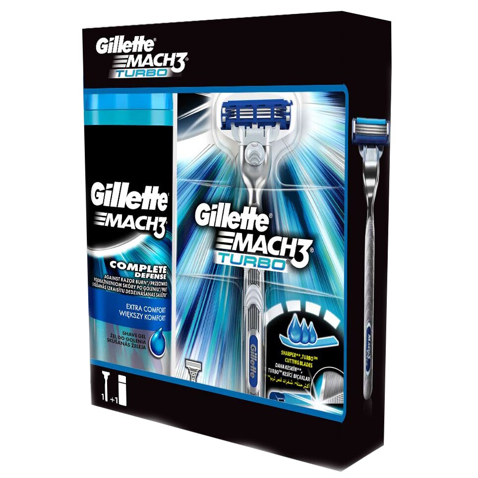 Комплект Gillette Mach3 Turbo: Самобръсначка Mach3 Turbo с резерва ...