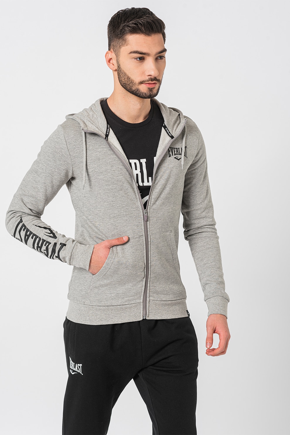 Everlast, Худи Sulphur с цип и лого, Сив, L - eMAG.bg