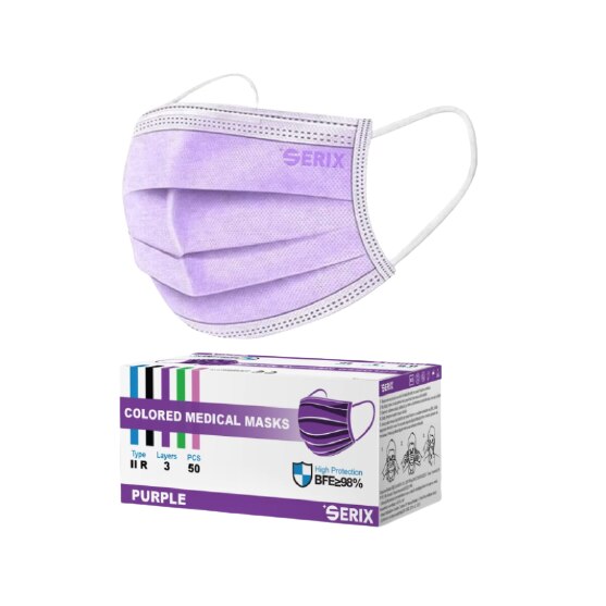 Set 50 buc Masca Medicala Tip IIR, BFE ≥98%, 3 Straturi, Mov - eMAG.ro