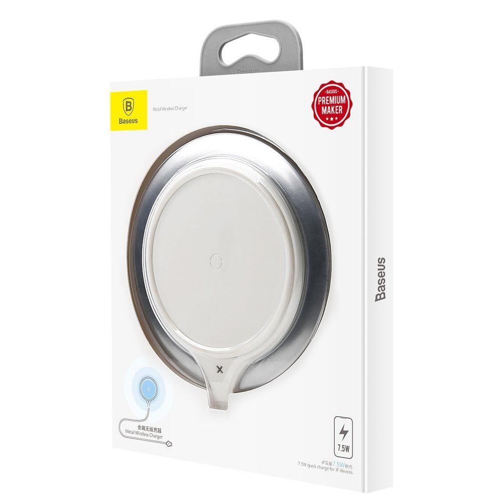 Incarcator Qi Wireless, Baseus Metal 10W, Argintiu - eMAG.ro
