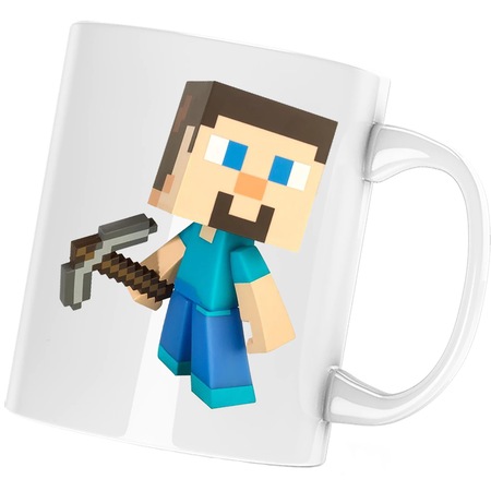 Cana personalizata ceramica alba "Steve Pickaxe Minecraft", 330 ml ...