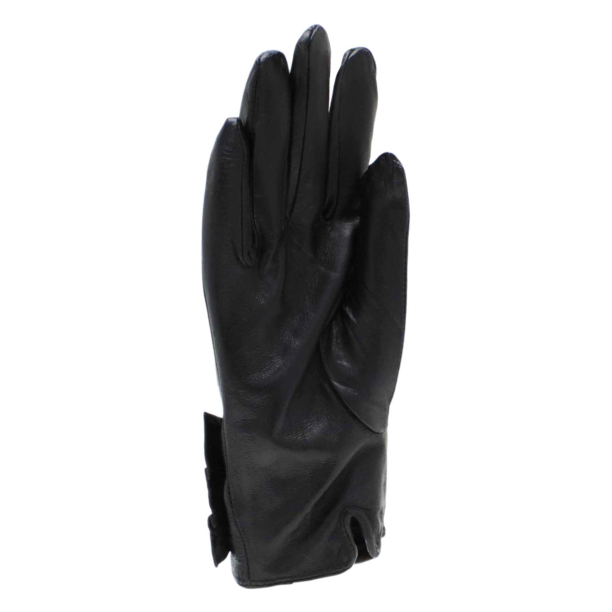 Manusi dama, de iarna, din piele naturala cu degete, Negru, marime L ...