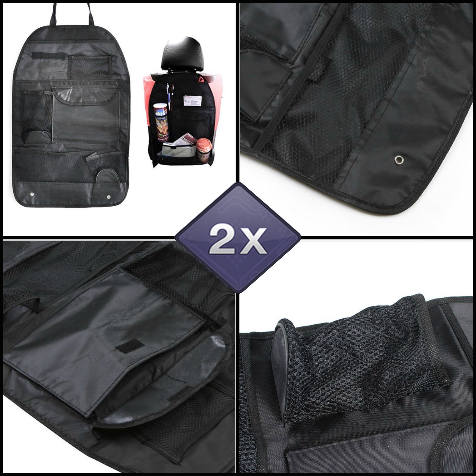 2 броя органайзер за гърба на седалката Flexzon, Черен - eMAG.bg