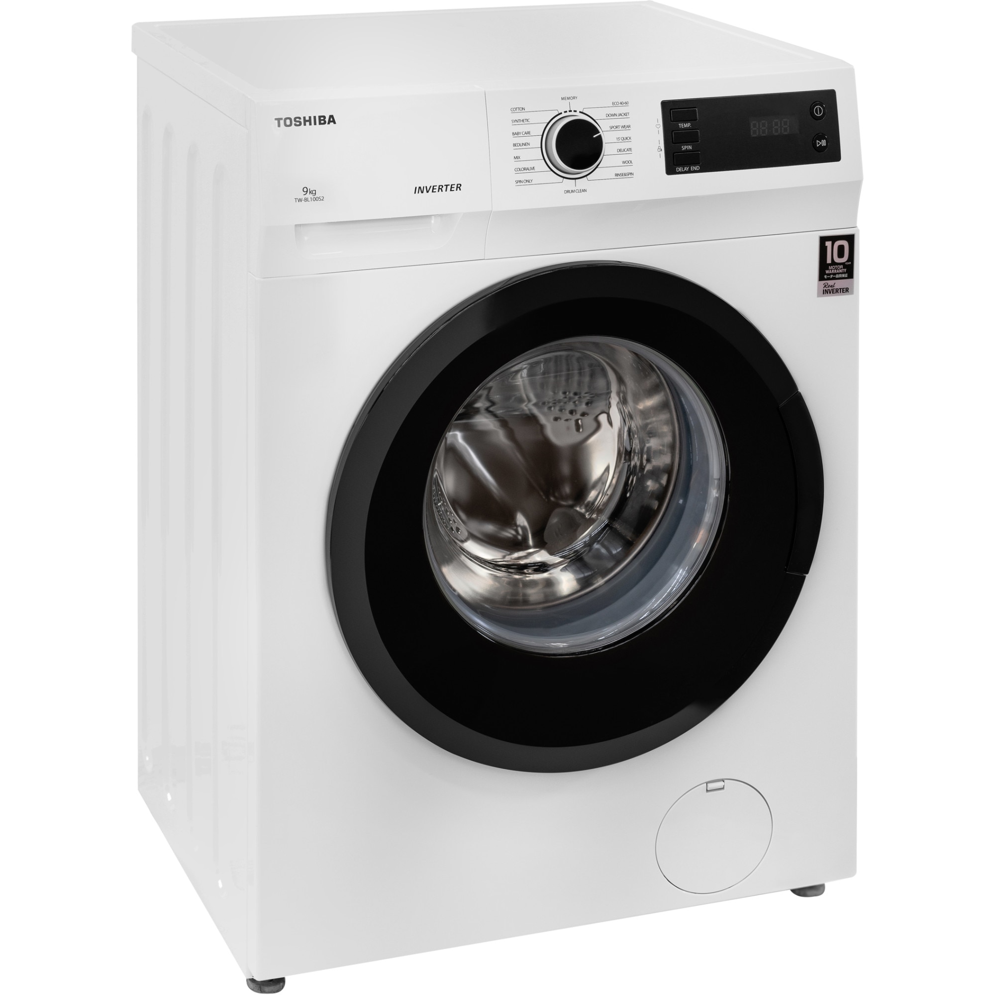 Toshiba TW-BL100S2 mosógép, 9 kg, B osztály, 1200 ford./perc, inverteres motor, fehér - eMAG.hu