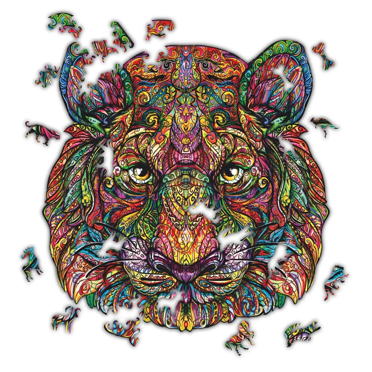 Puzzle Tigru, lemn, multicolor, 210 piese, 360 mm x 365 mm - eMAG.ro