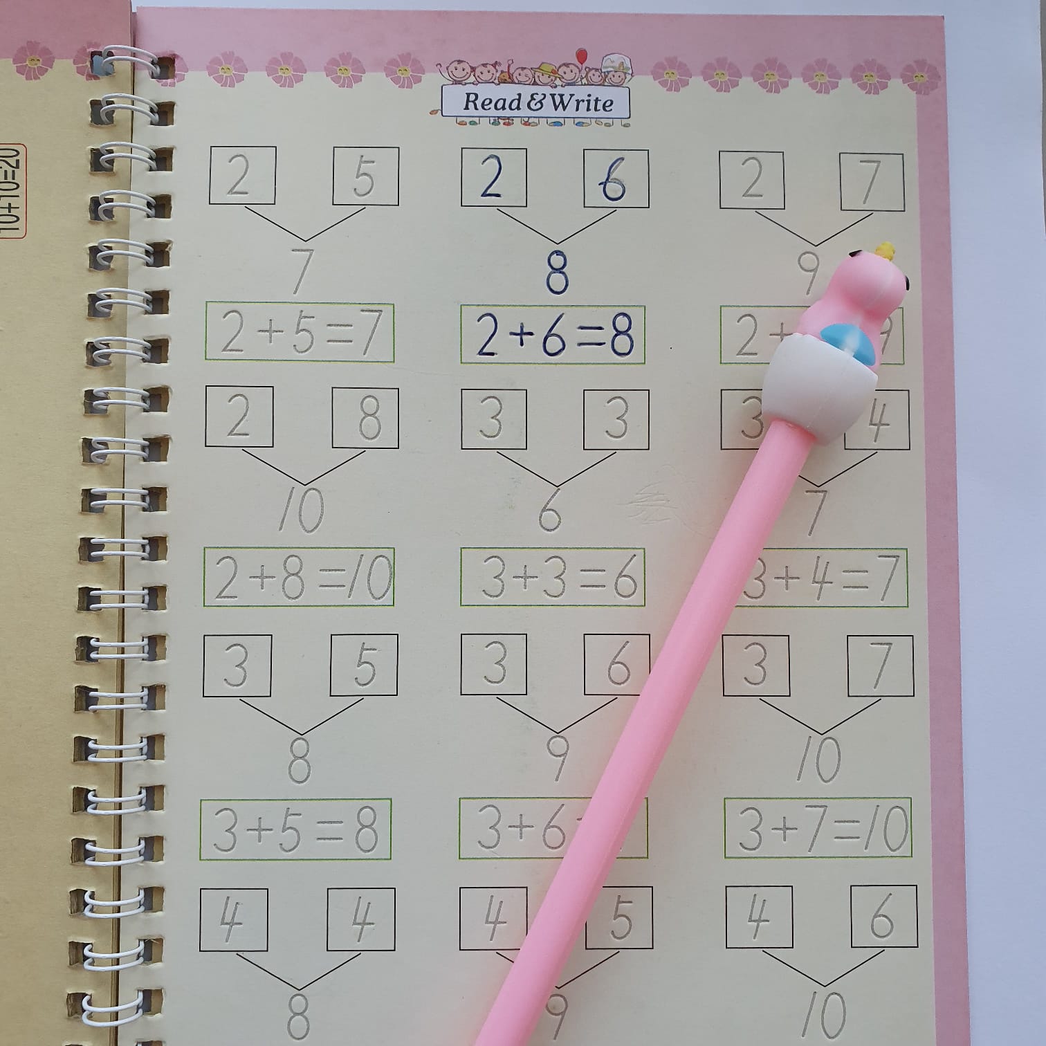 Set 4 Caiete reutilizabile cu pix magic care dispare si gentuta roz, 10 ...