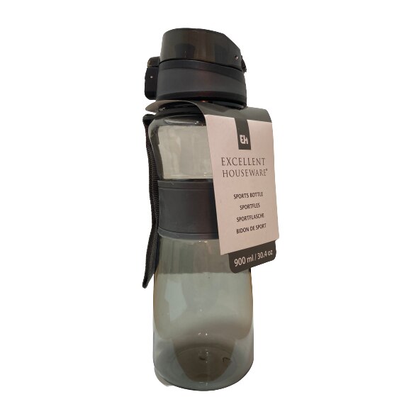 Sticla sport Excellent Houseware, plastic, 26x8 cm, negru - eMAG.ro