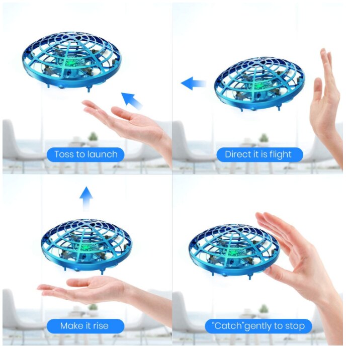 Mini drona OZN, disc zburator interactiv cu senzori infrarosu lumina ...