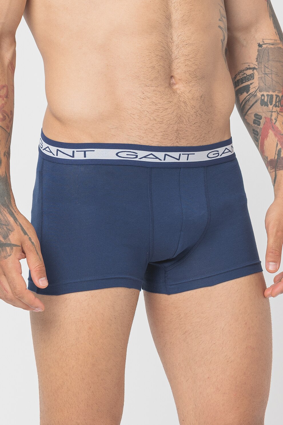 Gant, Боксерки с лого - 3 чифта, Сив, Бял, Тъмносин, 2XL - eMAG.bg