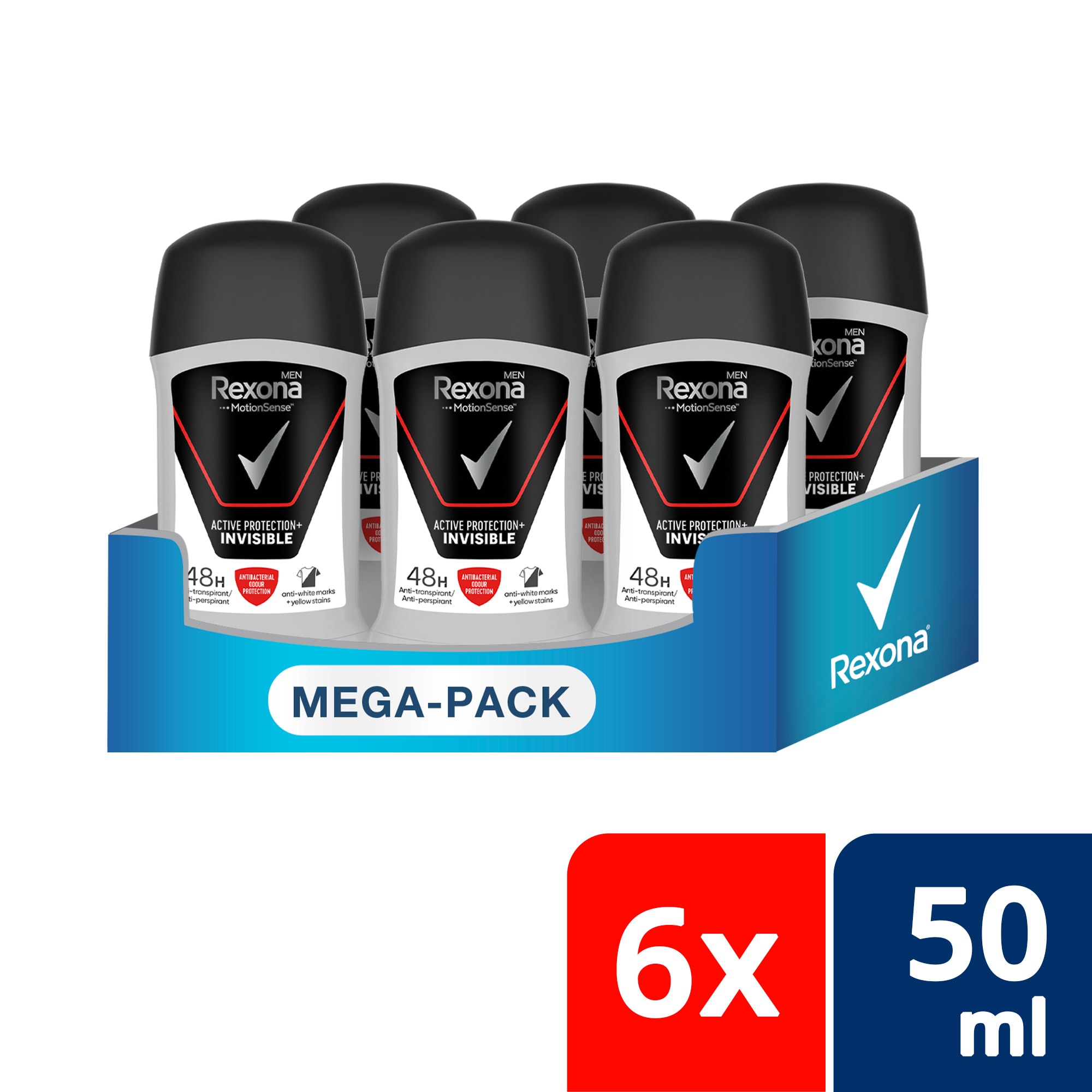 REXONA MEN Active Protection+ Invisible férfi izzadásgátló stift, 6x50 ...