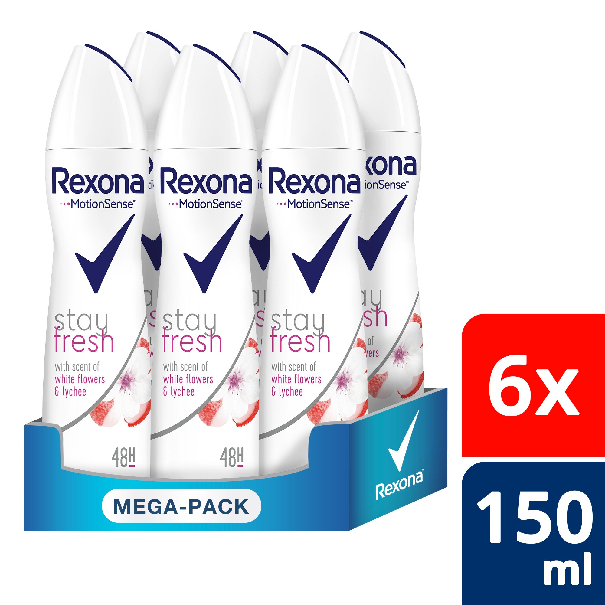 REXONA White Flower&Lychee női izzadásgátló dezodor, 6x150ml - eMAG.hu