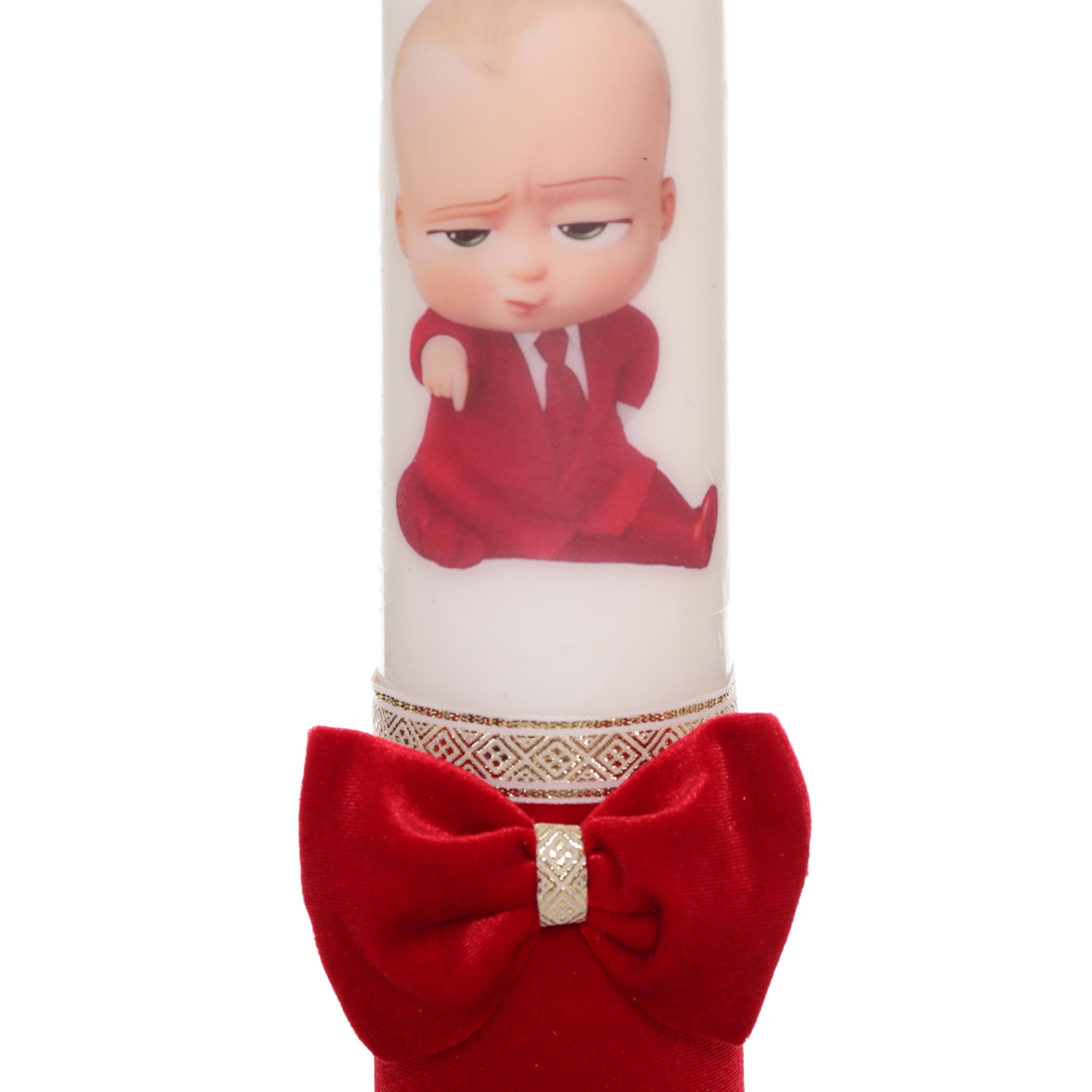 Lumanare rosie cu Bebe Sef pentru botez, 40x7 cm, Recostore, REC1718 ...