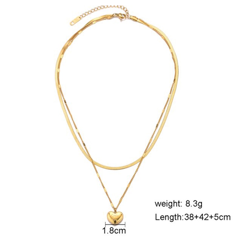 Lantic dublu tip colier dama, pandativ inima aurie, EFAYN - eMAG.ro