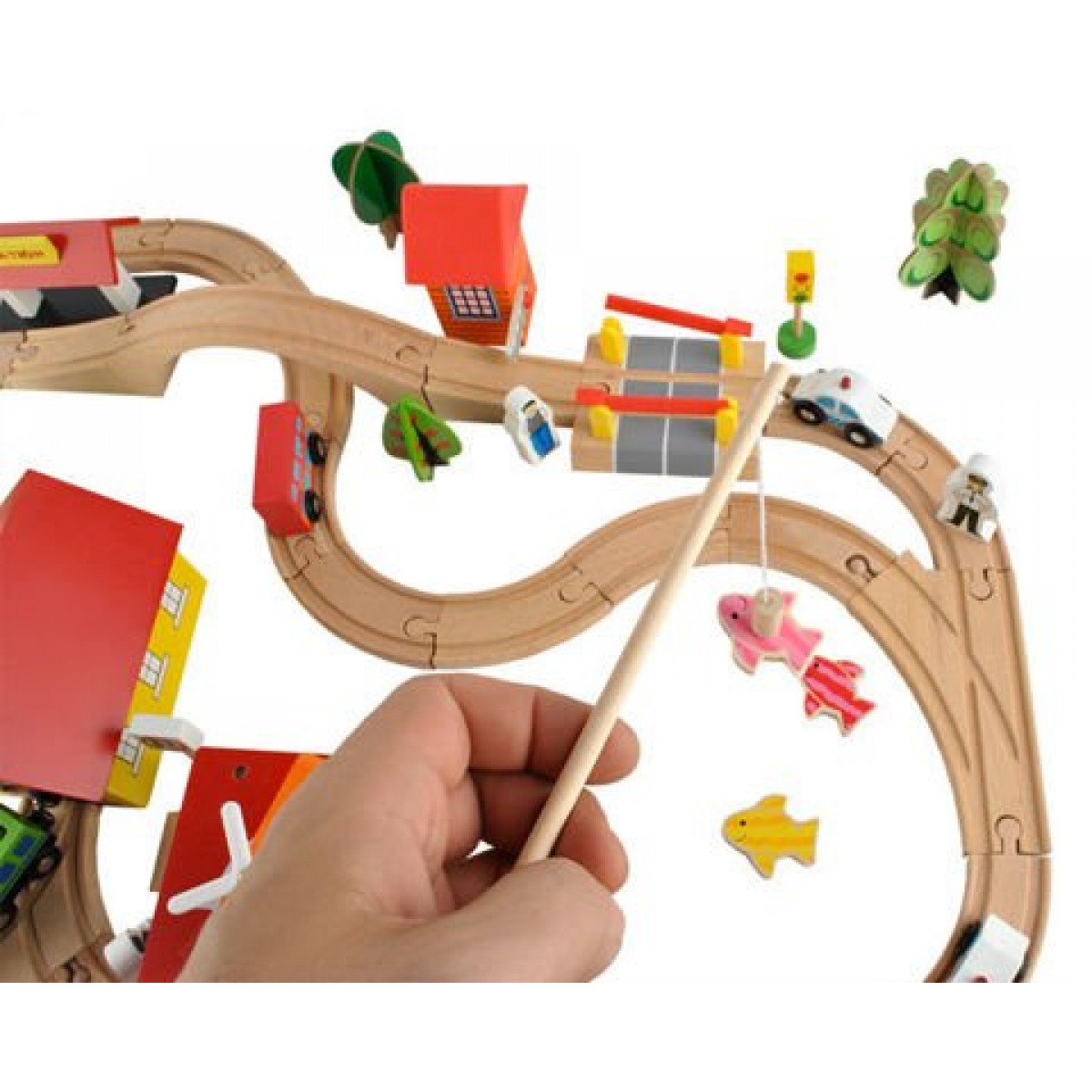 Circuit Trenulet din Lemn Natural The Passenger Train idealSTORE, Setul ...