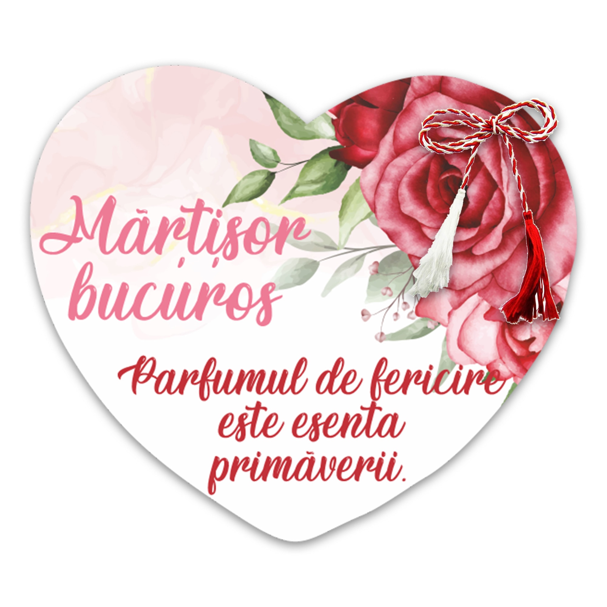 Martisor bucuros cu mesaj personalizat, lemn, 5 cm, multicolor - eMAG.ro