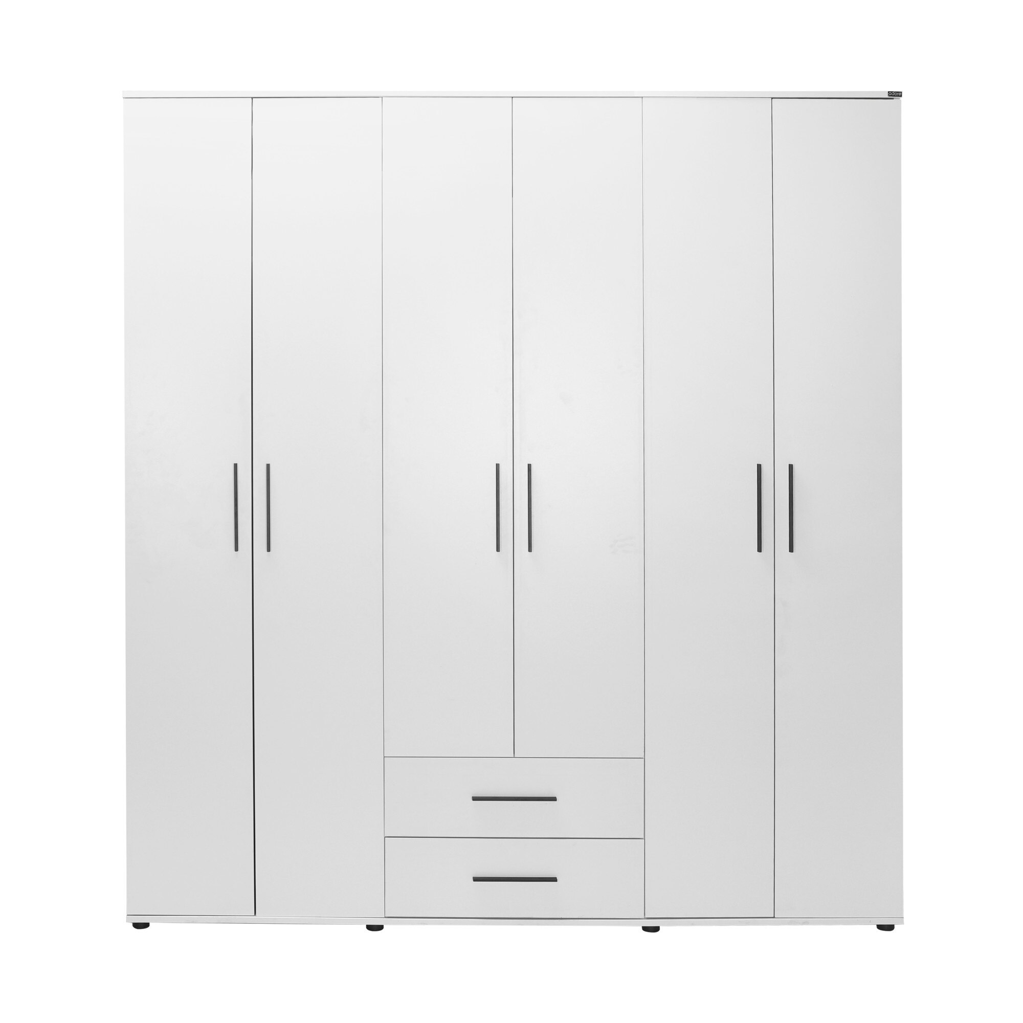 Dulap Haine Adore White, 6 usi, 2 sertare, Alb, 206 x 213 x 52 cm - Alb ...