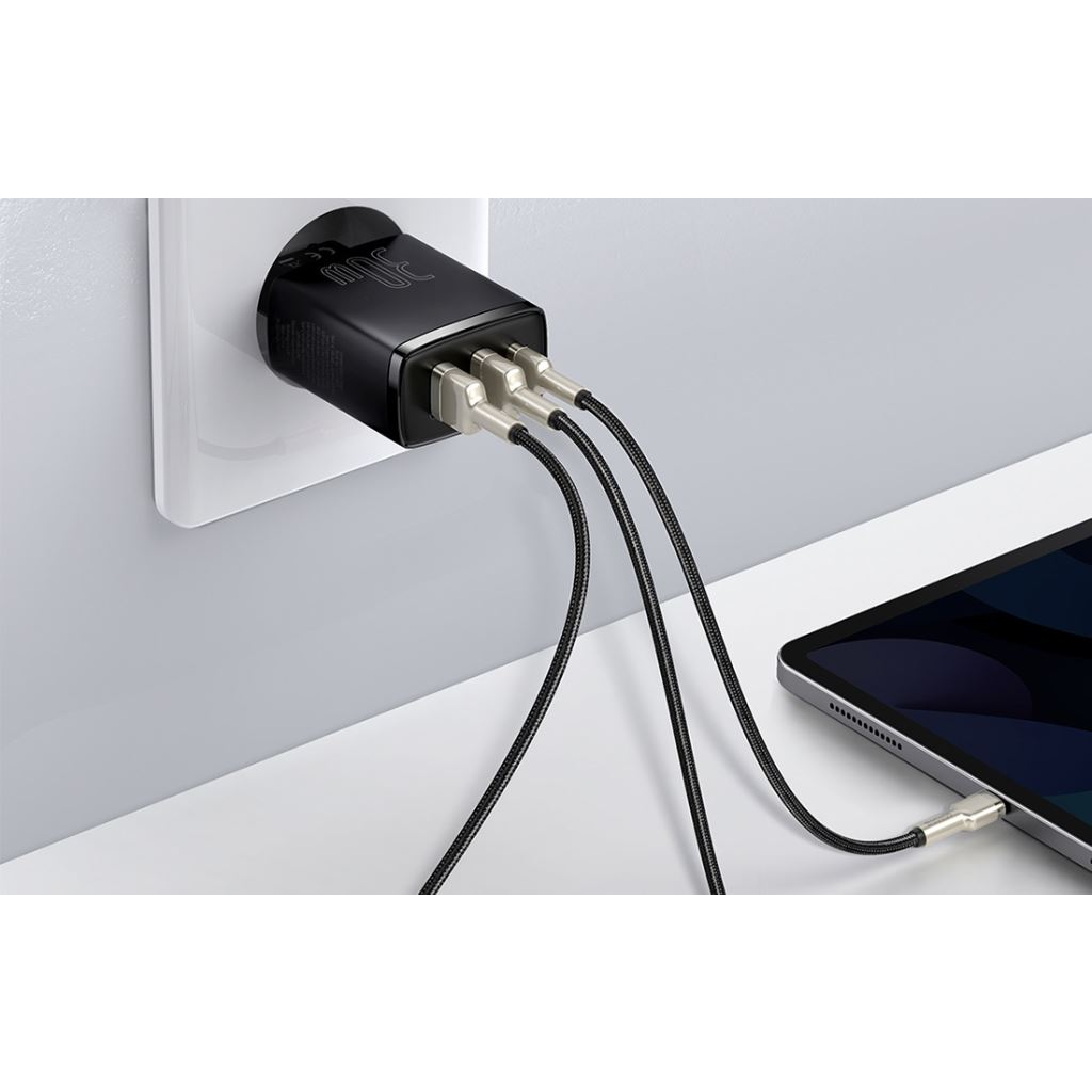 Компактно зарядно устройство Baseus USB Type C / 2x USB 30W 3A Power ...