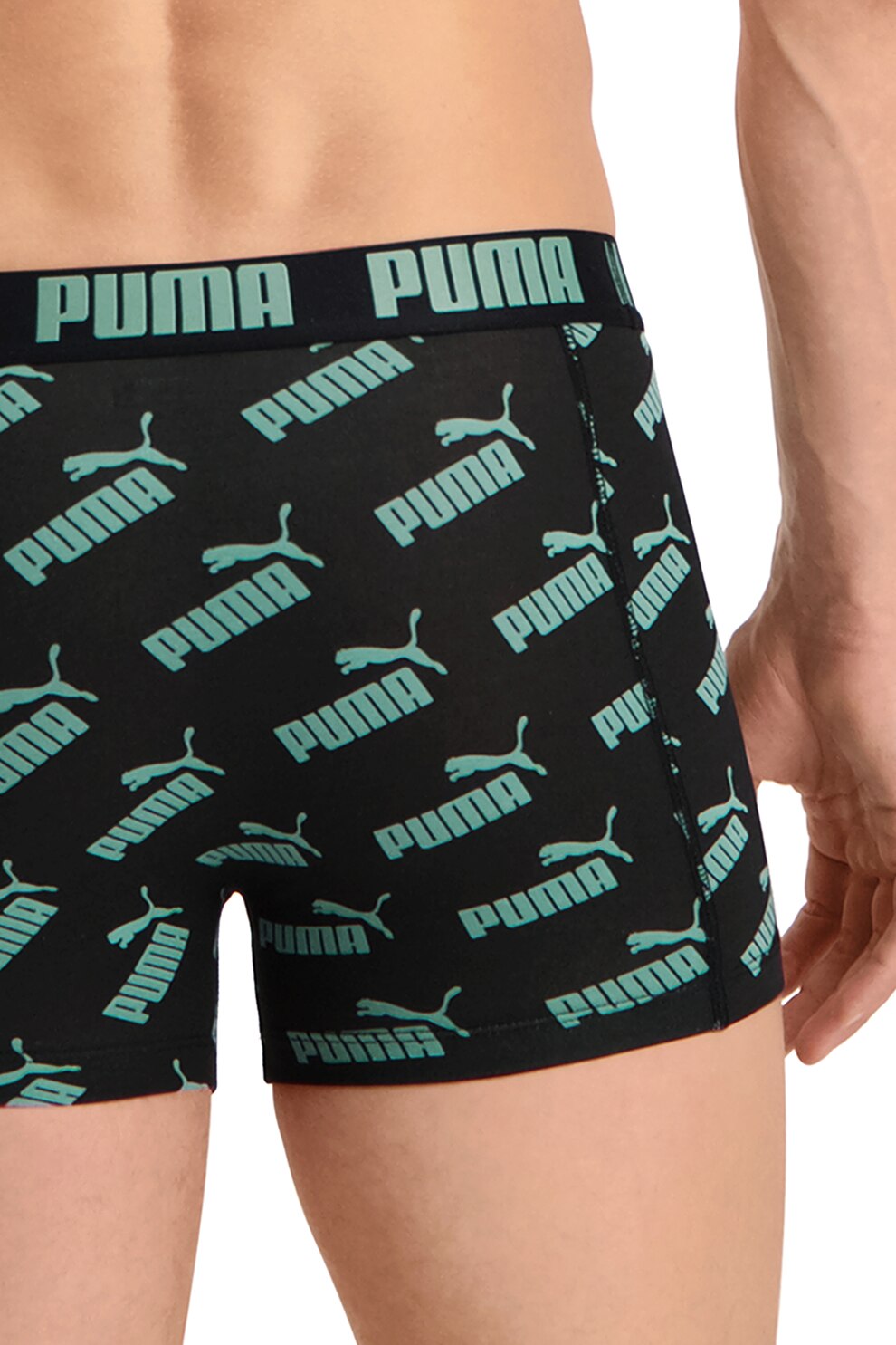 Puma, Set boxeri cu model logo - 2 perechi, Negru, Verde menta, L - eMAG.ro