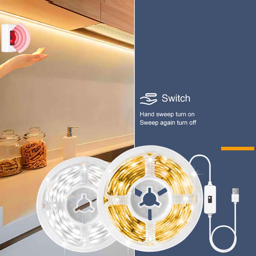LED лента, сензор за движение, водоустойчивост, USB, 2800K-3000K, топла ...
