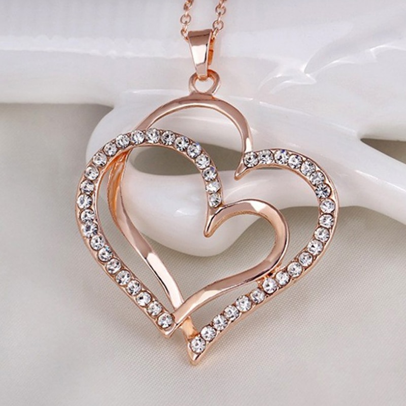 Lantisor dama, pandativ inima aurie, cristale semipretioase, EFAYN ...