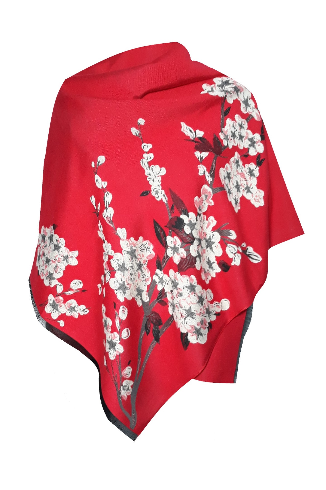 Sal dama, cu doua fete, rosu-gri, dimensiune 190x65 cm - eMAG.ro