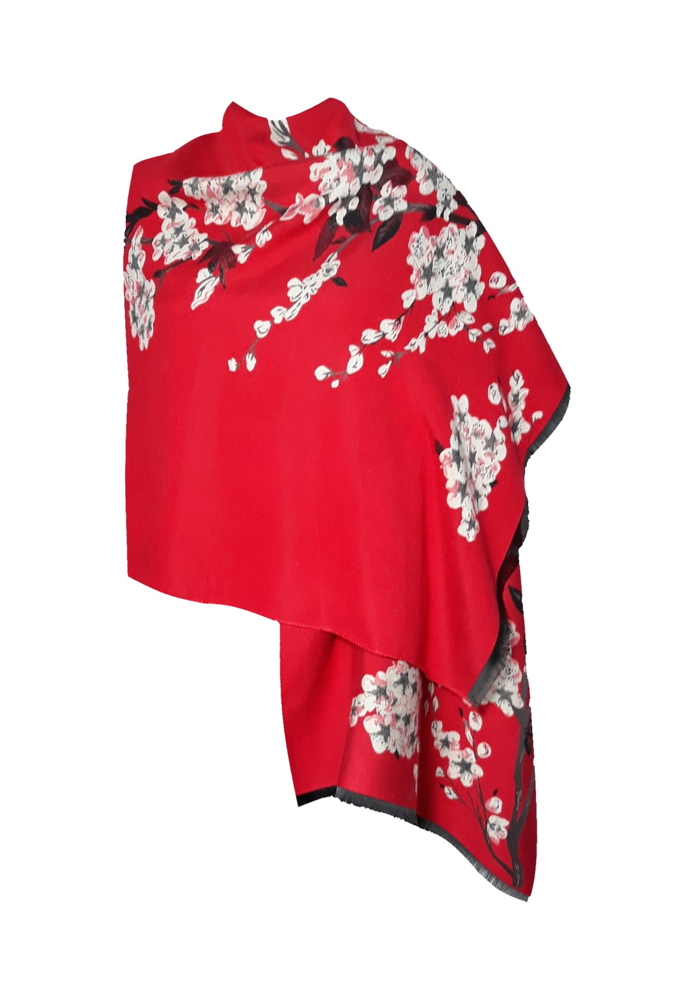 Sal dama, cu doua fete, rosu-gri, dimensiune 190x65 cm - eMAG.ro