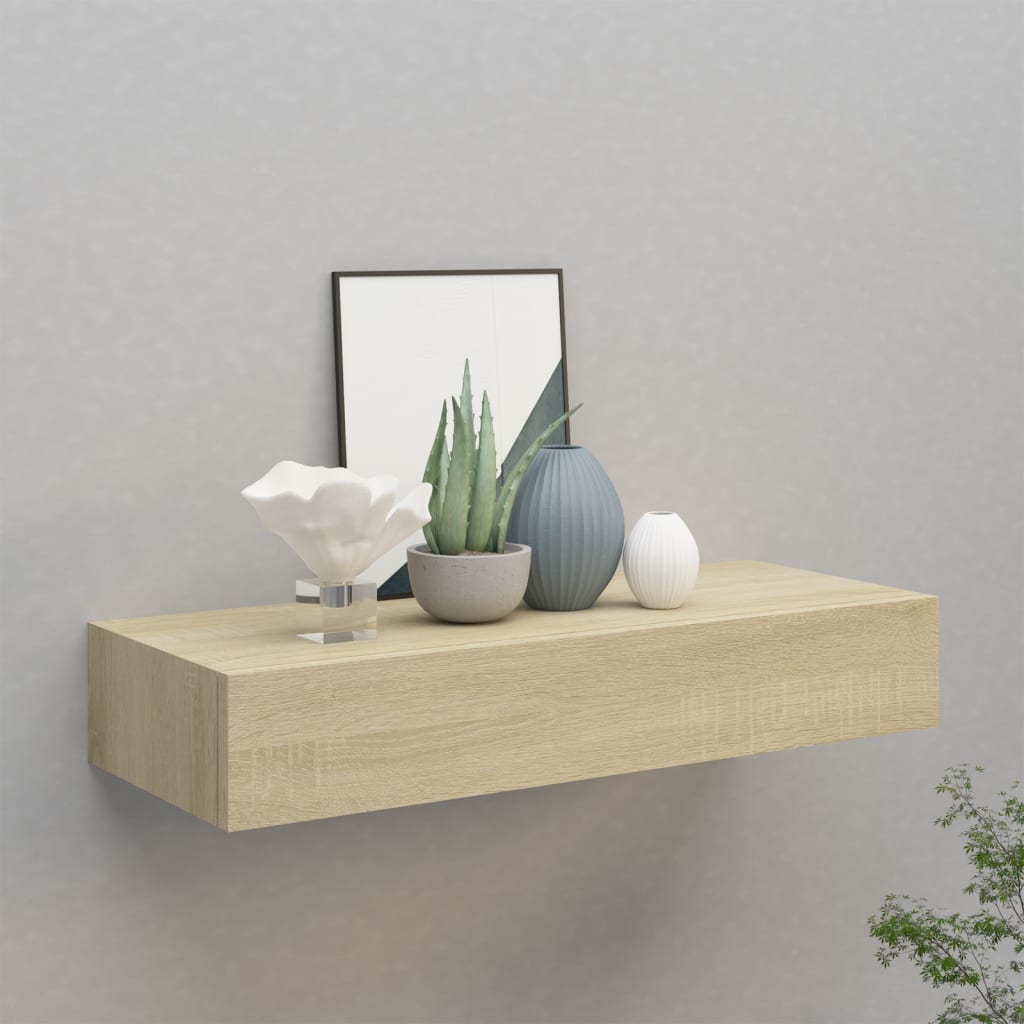 Raft suspendat cu sertar, Zakito Europe, MDF, 60x23,5x10 cm, Bej - eMAG.ro
