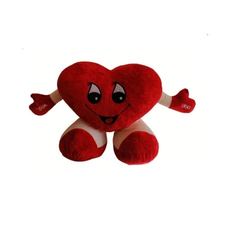 Inima de plus, imprimeu si mesaj, rosie, 60 cm - eMAG.ro