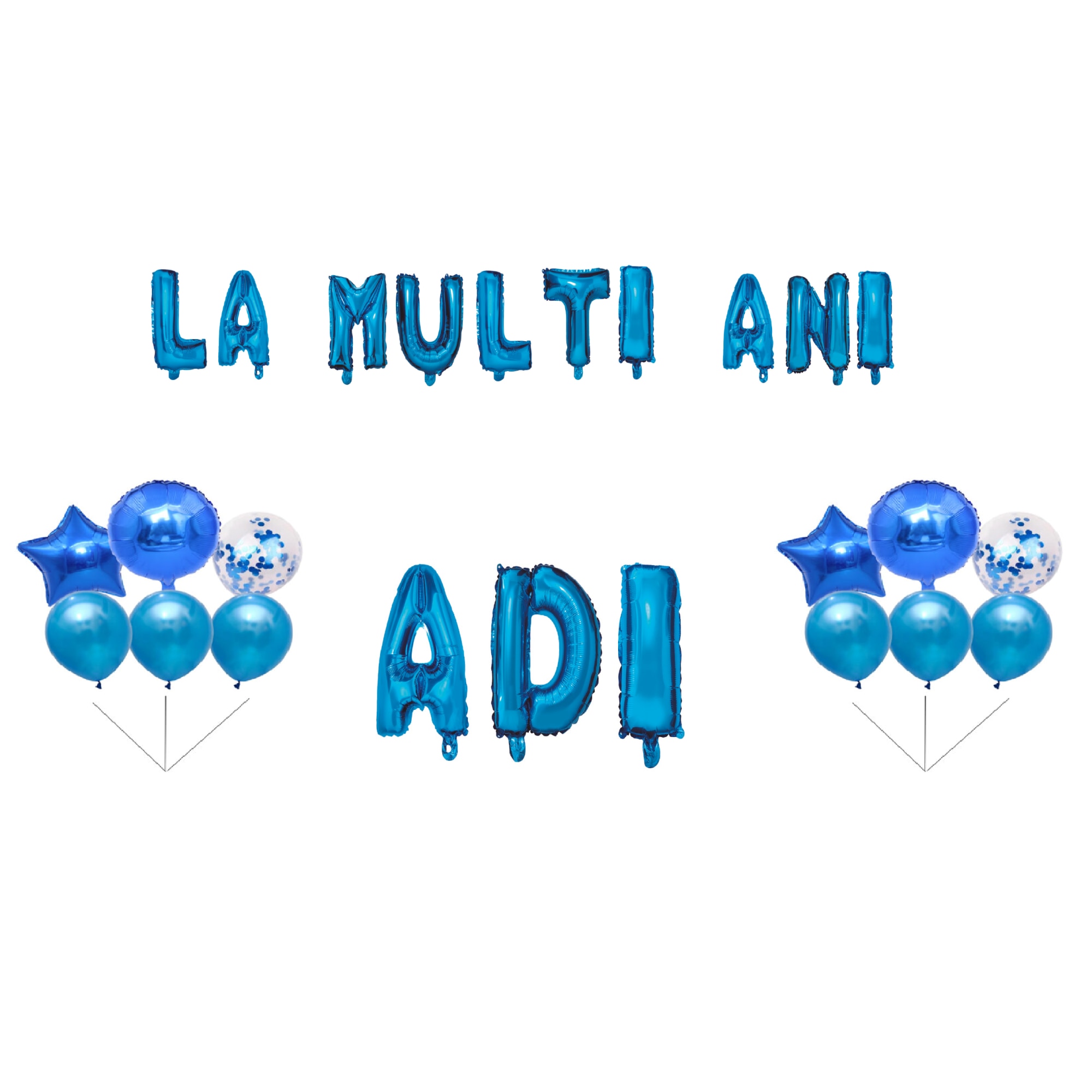 Happy Birthday Adi Balloons Set, Cake topper, Blue, 35 бр - eMAG.bg