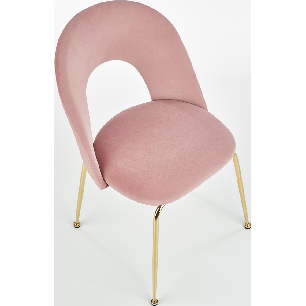 Scaun tapitat cu catifea K385, Roz, l54 x A59 x H88 cm - eMAG.ro