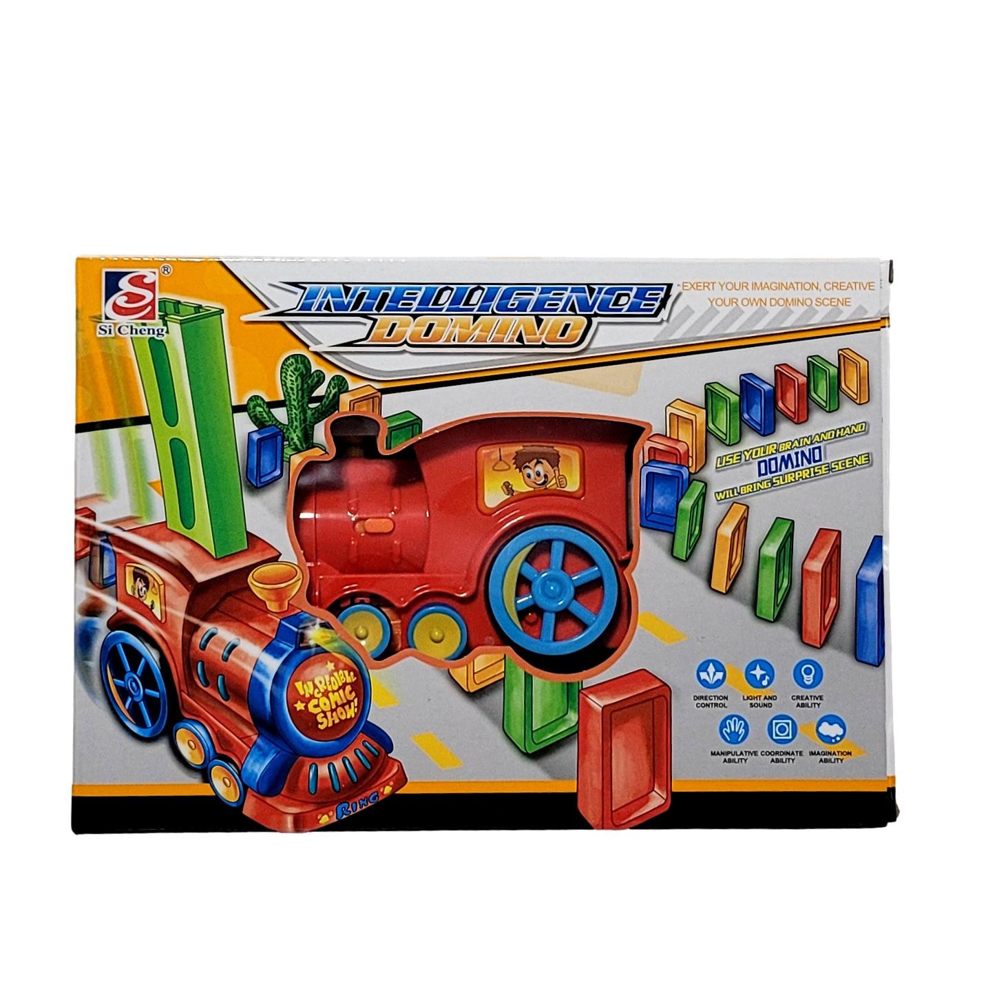 Trenulet Domino 60 bucati, cu baterii, diverse culori - eMAG.ro