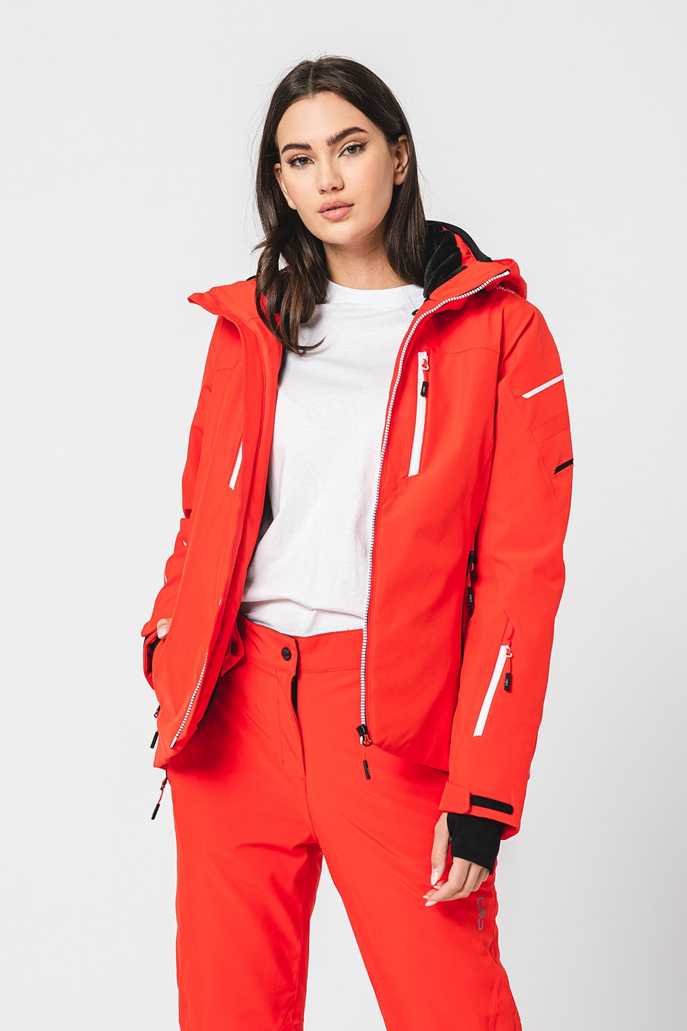 CMP, Jacheta impermeabila cu gluga, pentru schi, Rosu, 42 - eMAG.ro